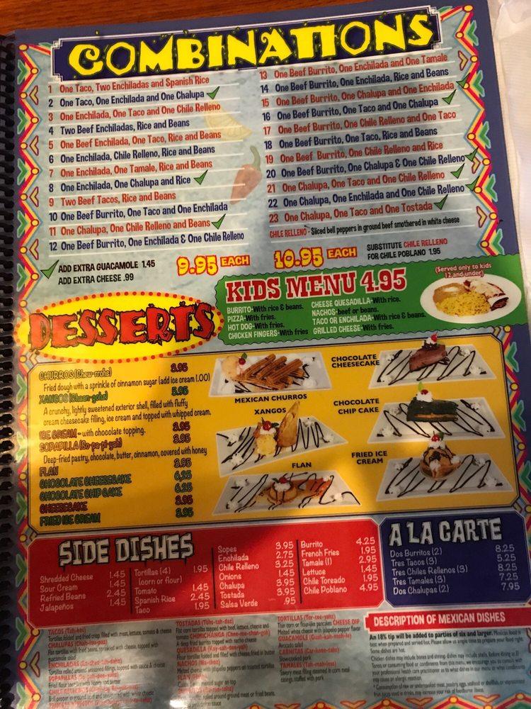 Menu at El Toreo restaurant, Ocala, SW 36th Ave