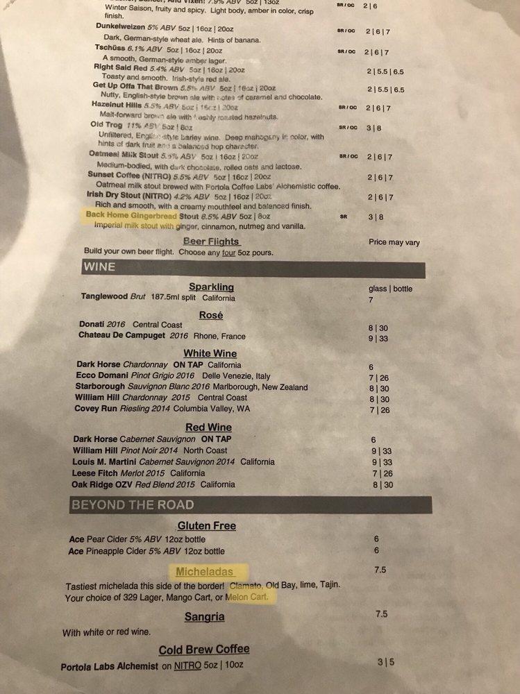 Menu at Golden Road Brewing pub & bar, Anaheim