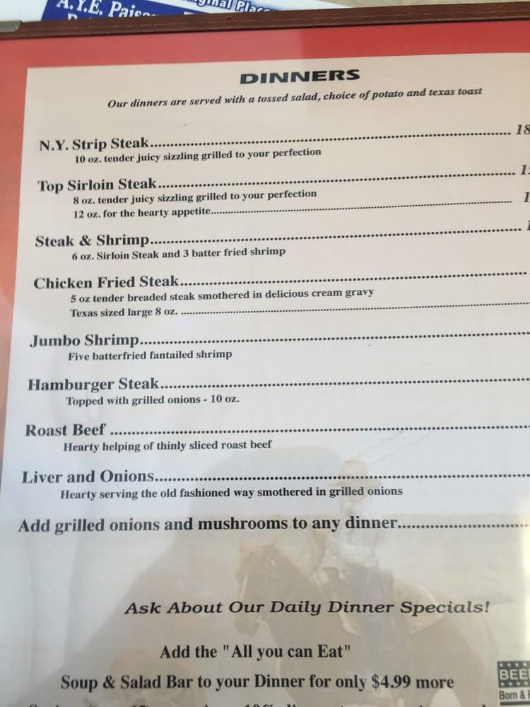 Menu at Hickory House BBQ, Lamar