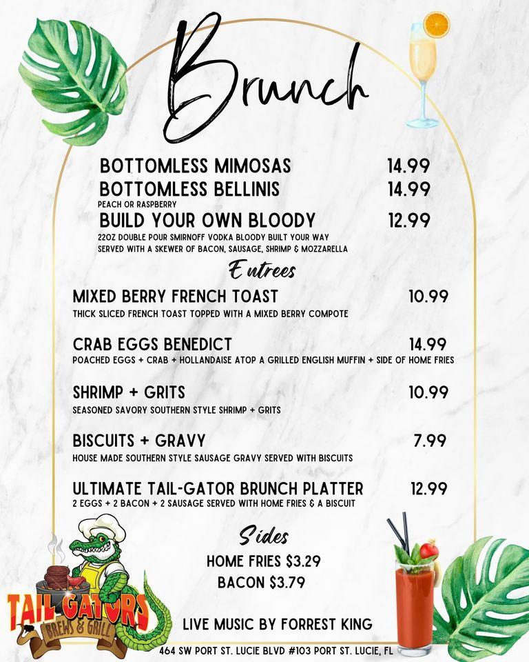 Menu at Tail-Gators Brews & Grill restaurant, Port St. Lucie