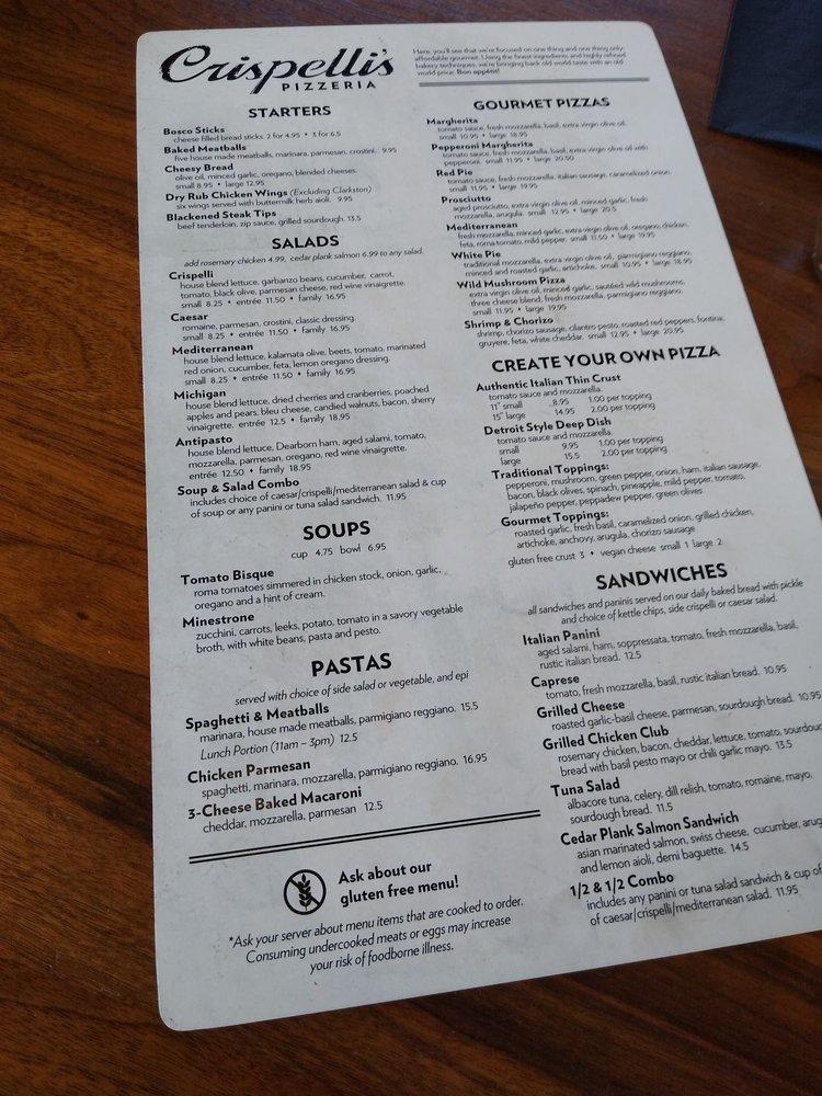 Menu at Crispelli's Bakery & Pizzeria - Clarkston, Clarkston