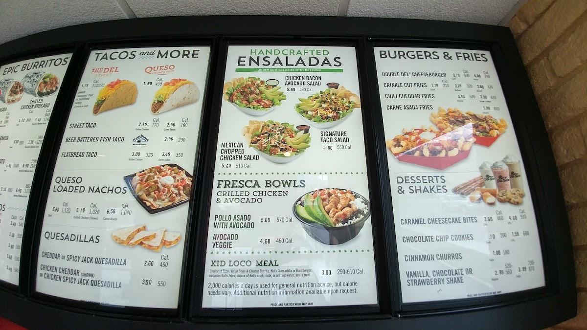Menu at Del Taco fast food, Orem, N State St