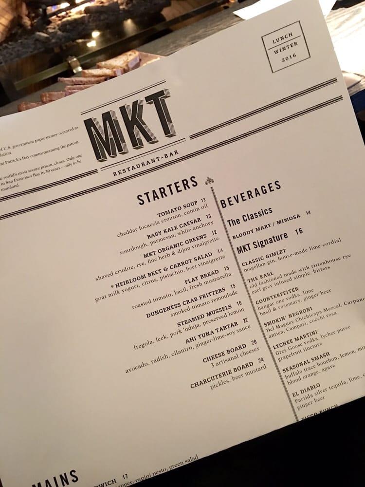 Menu at MKT Restaurant and Bar, San Francisco