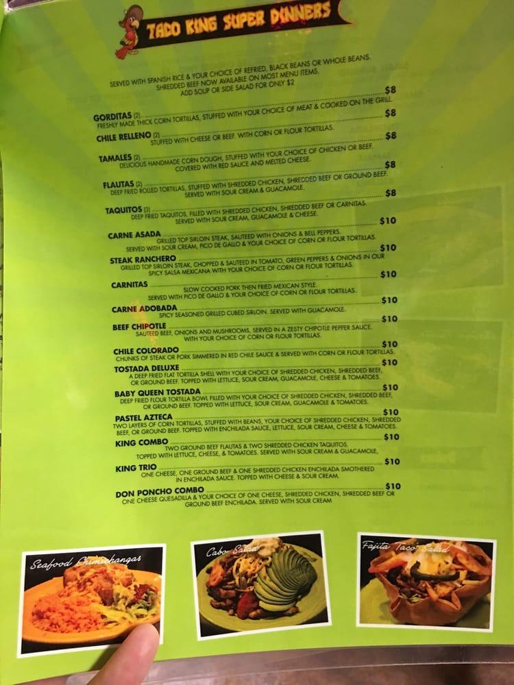 Menu at Taco King restaurant, San Luis Obispo, 158 Higuera St ste b