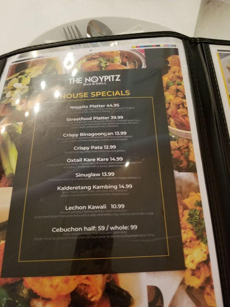 Menu at The Noypitz Bar and Grill, West Covina