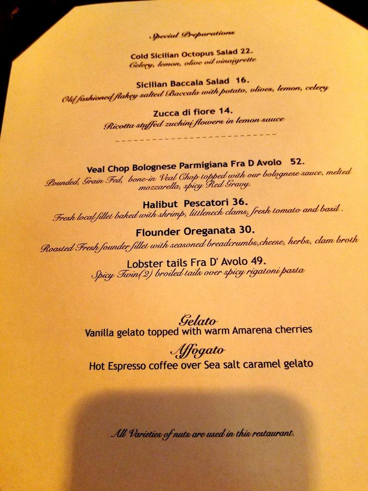 Menu at Cafe 2825, Atlantic City