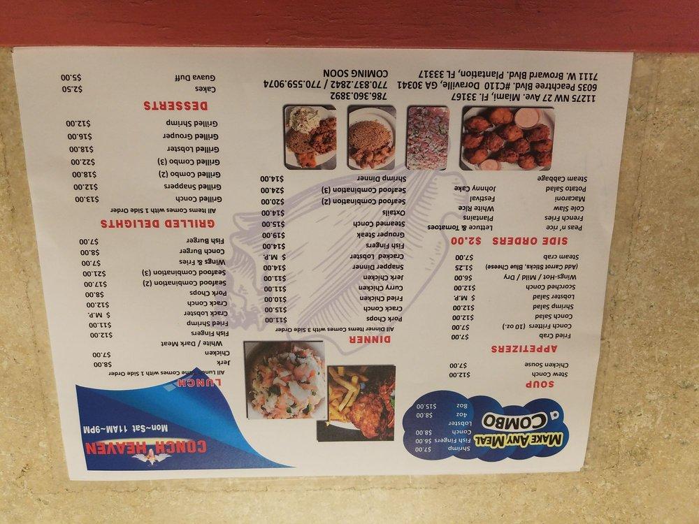 Menu at Conch Heaven desserts, Doraville, Peachtree Blvd