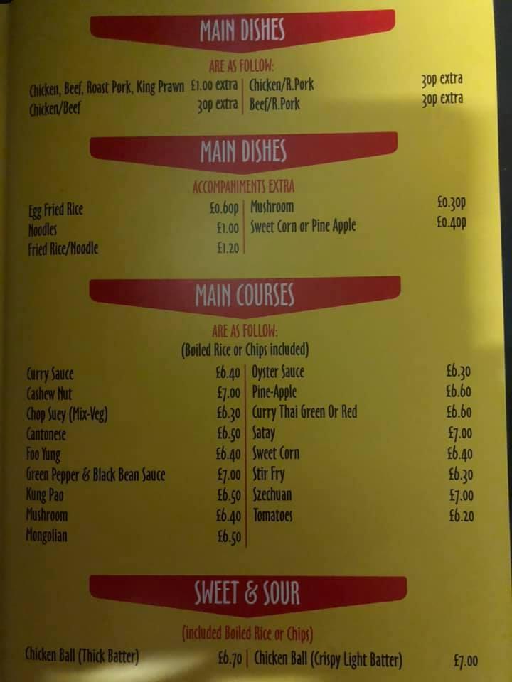Menu at Nemesis fast food, Montrose
