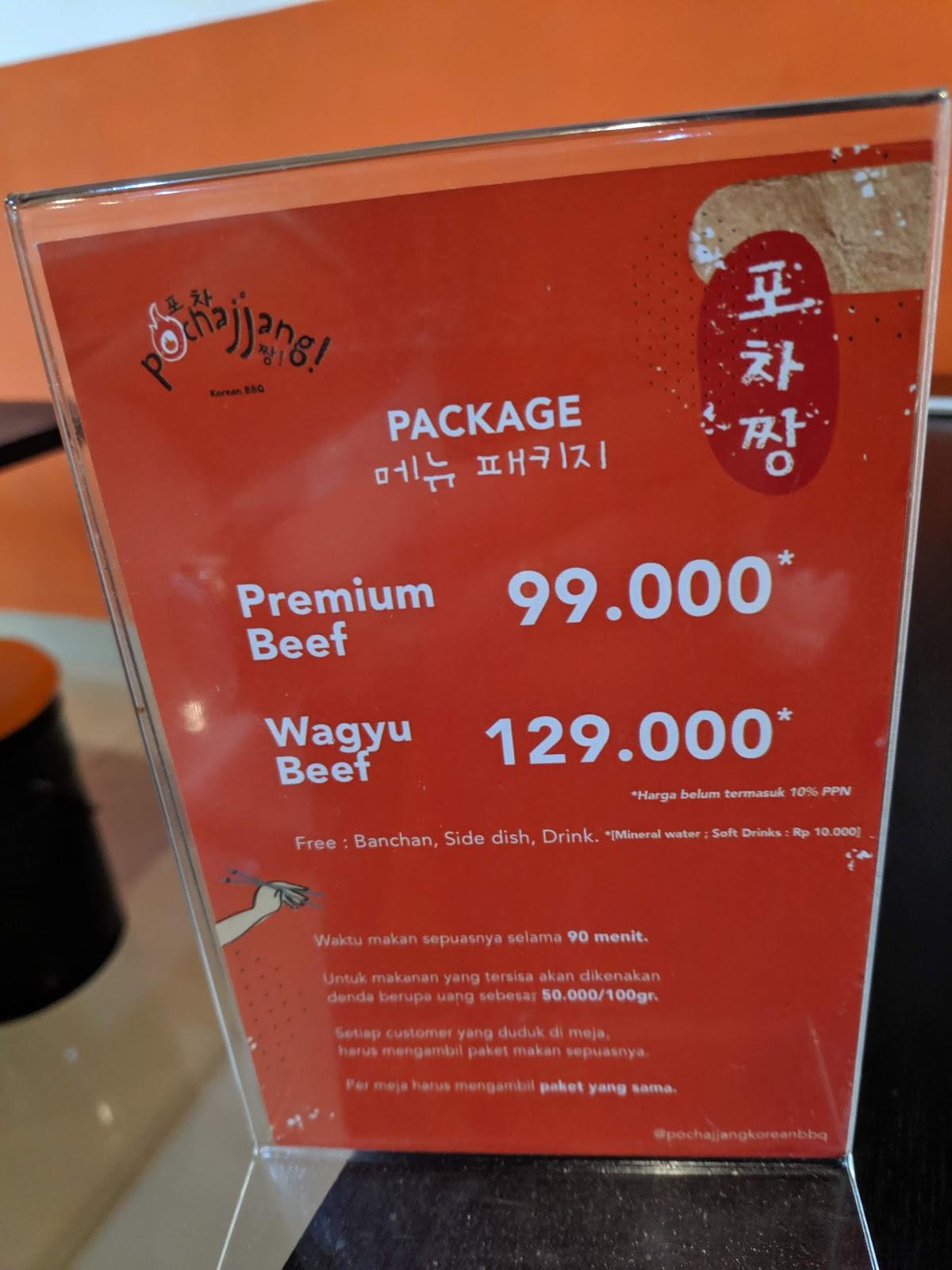 Carta de Pochajjang Korean BBQ, Pekanbaru