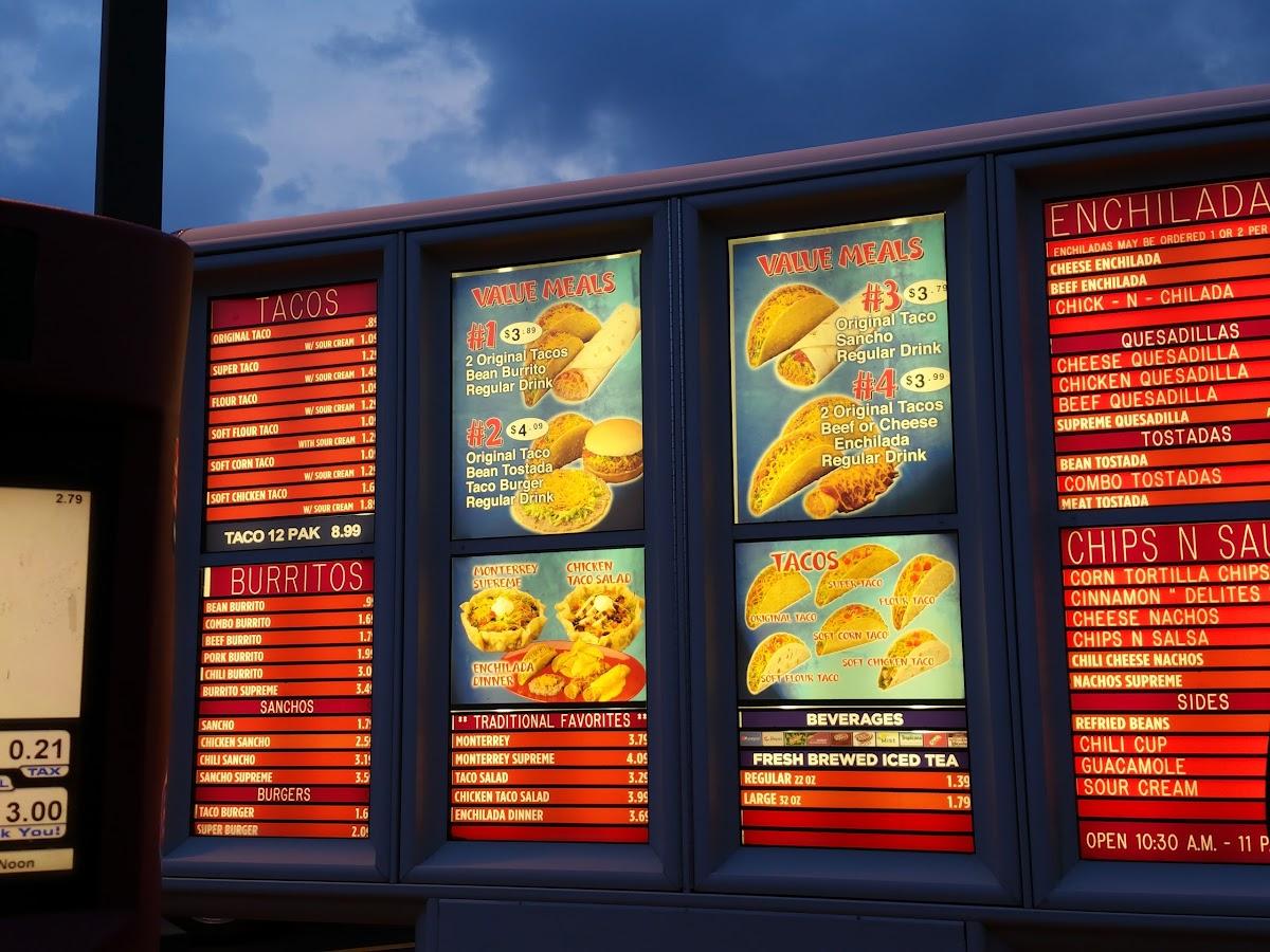 Menu at Taco Shop fast food, Wichita, E Harry St