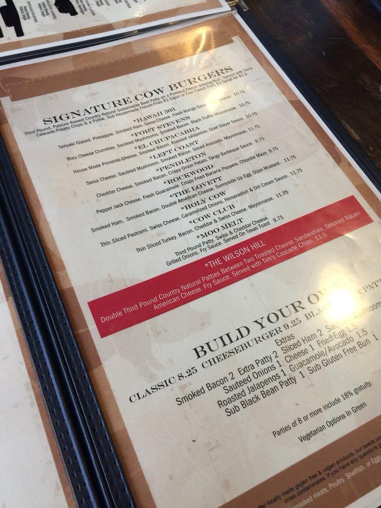 Menu at The Local Cow fast food, Gresham