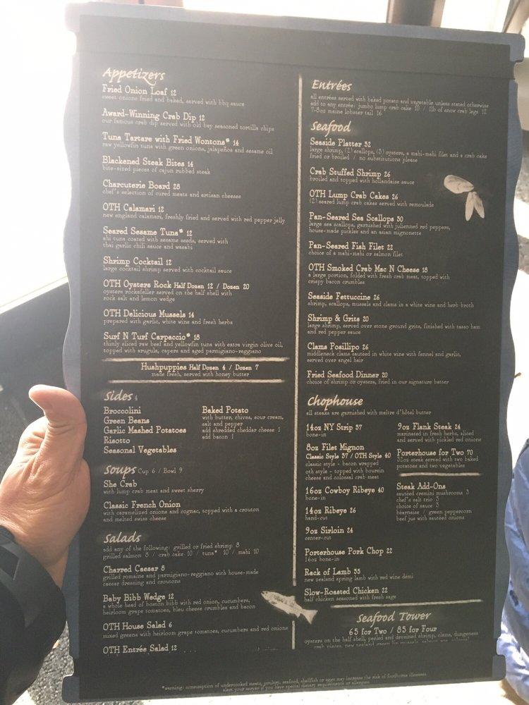 Menu at Off the Hook Seafood & Chophouse steakhouse, Norfolk