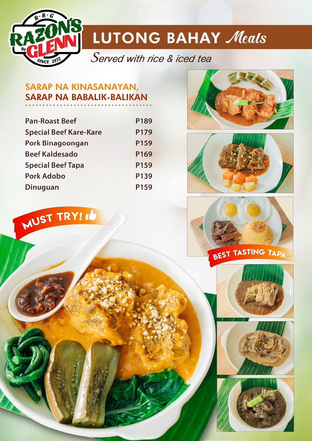 Menu at Razon's by Glenn restaurant, Quezon City, Berkeley Square ...