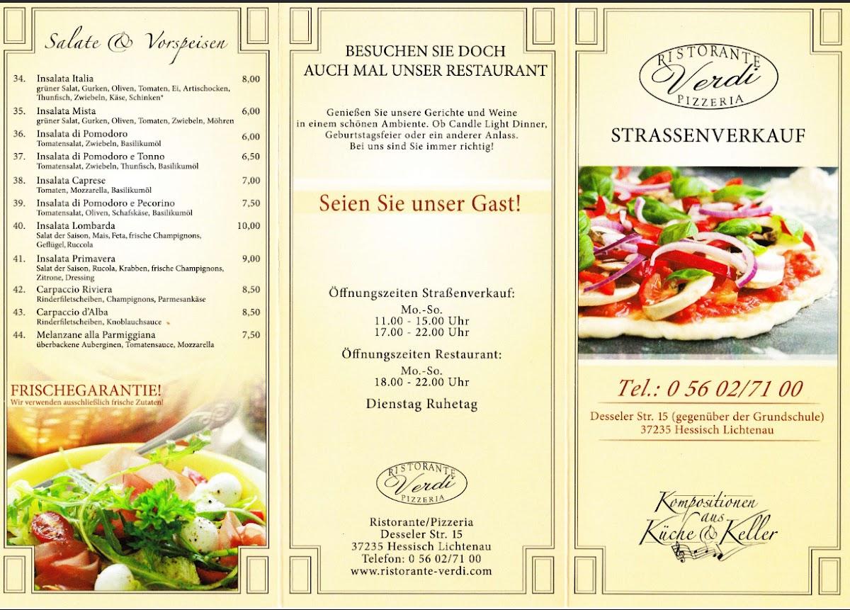 Speisekarte von Restaurante Verdi, Hessisch Lichtenau