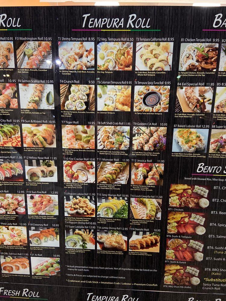 Menu at Samurai Sushi restaurant, Downey