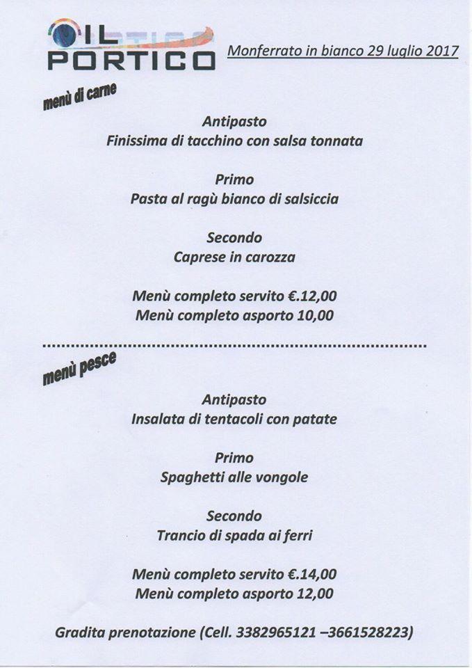 Menu at Il Portico restaurant, Castelnuovo Don Bosco
