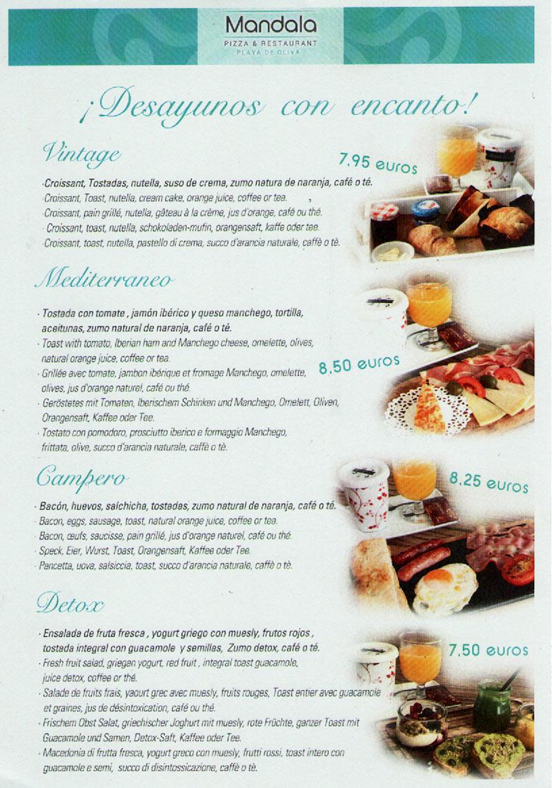Menu at Pizza & Restaurant Mandala, Oliva