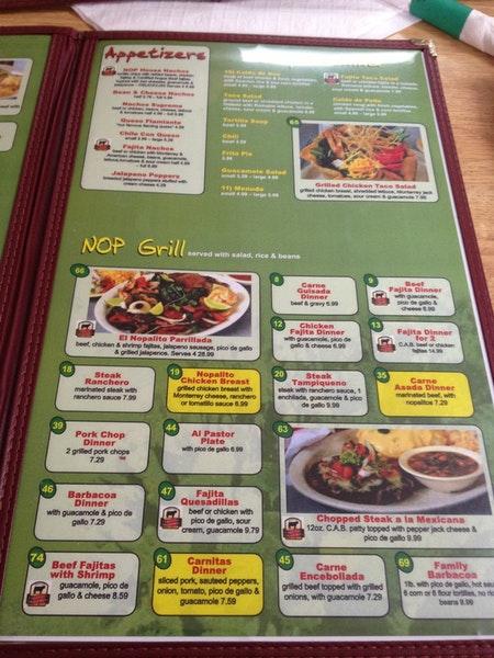 Menu at El Nopalito # 3 restaurant, New Braunfels, FM306