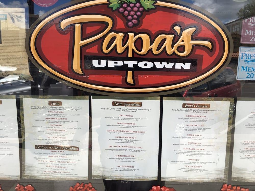 Menu at Papa's Italian Restaurant, Prescott, 129 1/2 N Cortez St