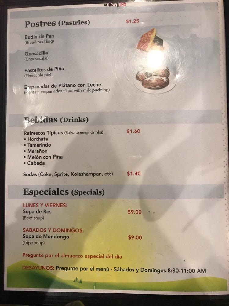Menu at Pupuseria Dona Azucena restaurant, Manassas