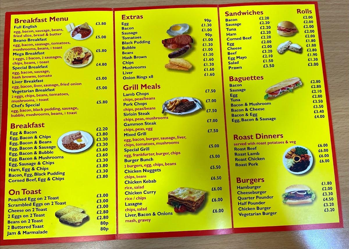 Menu at The Beano Cafe, Canterbury