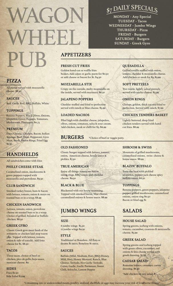 Menu at Wagon Wheel Pub, Parma Heights