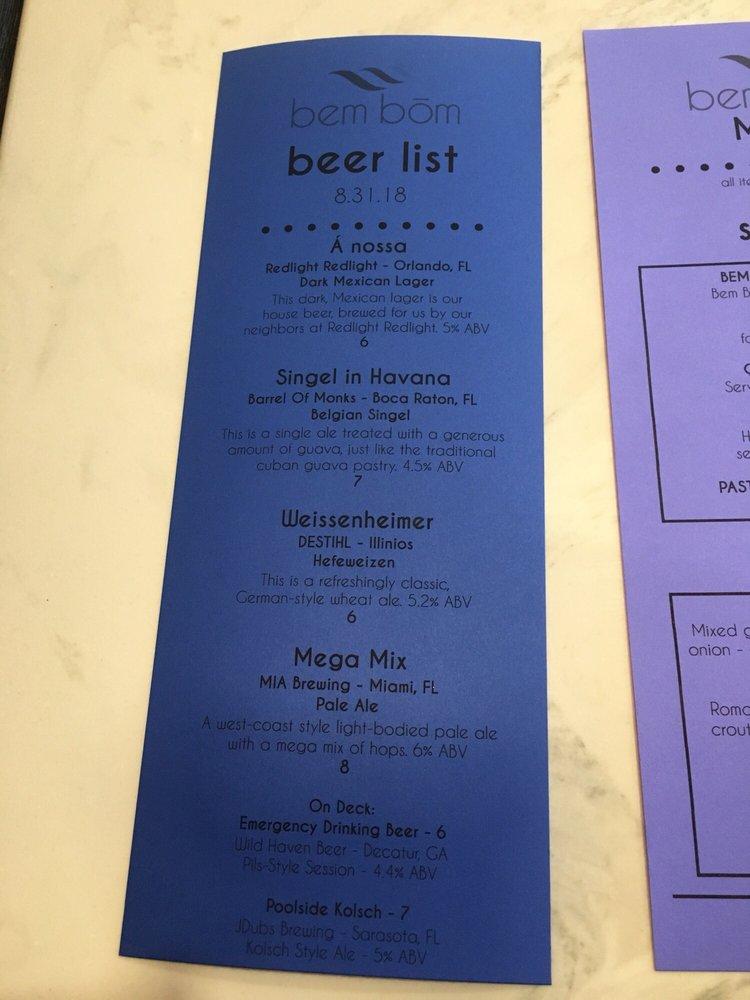 Menu at Bem Bom on Corrine pub & bar, Orlando