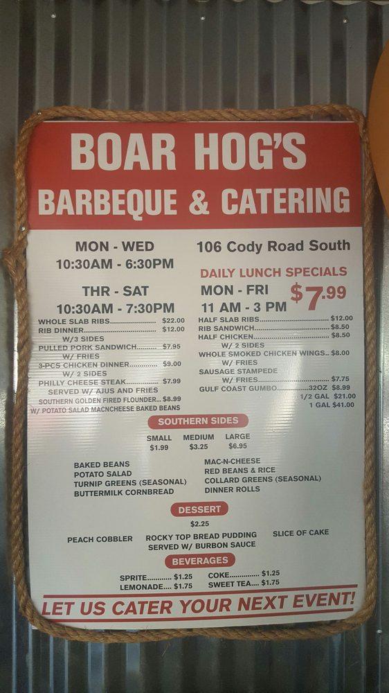 Menu at Boar Hog's Barbecue & Catering, Mobile