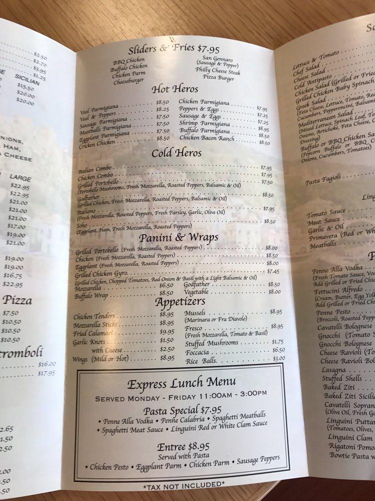 Menu at Calabria Restaurant, New City