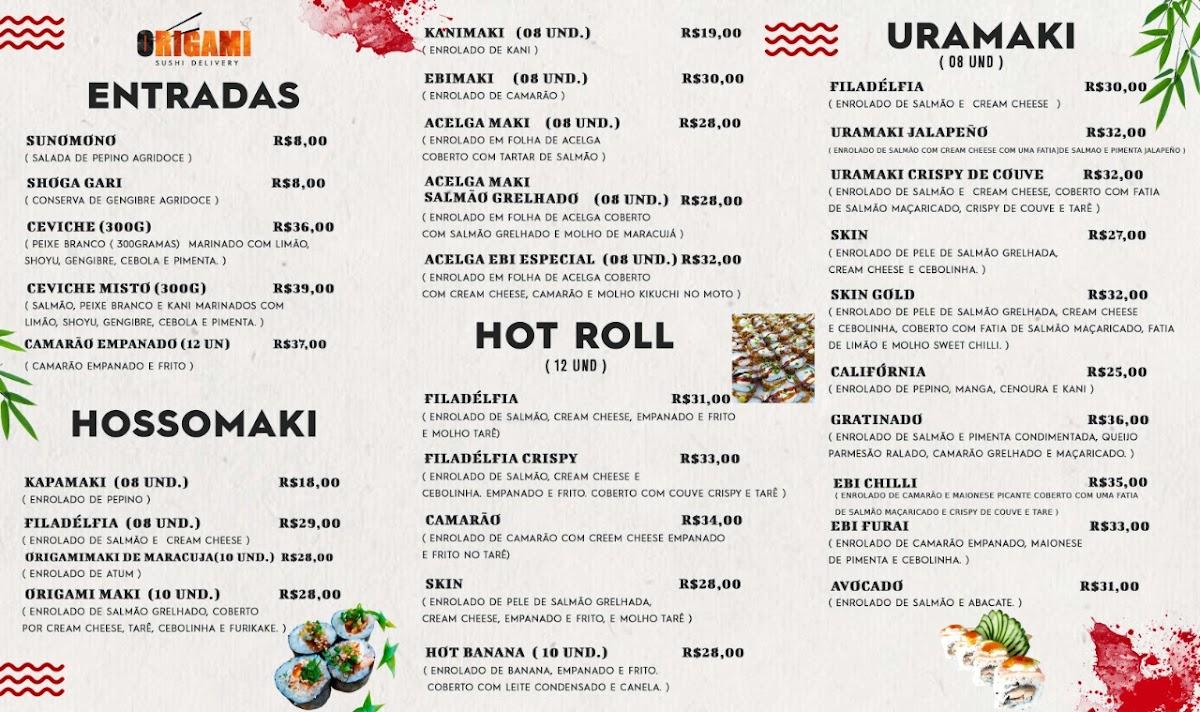 Menu at Origami Sushi restaurant, Patrocínio