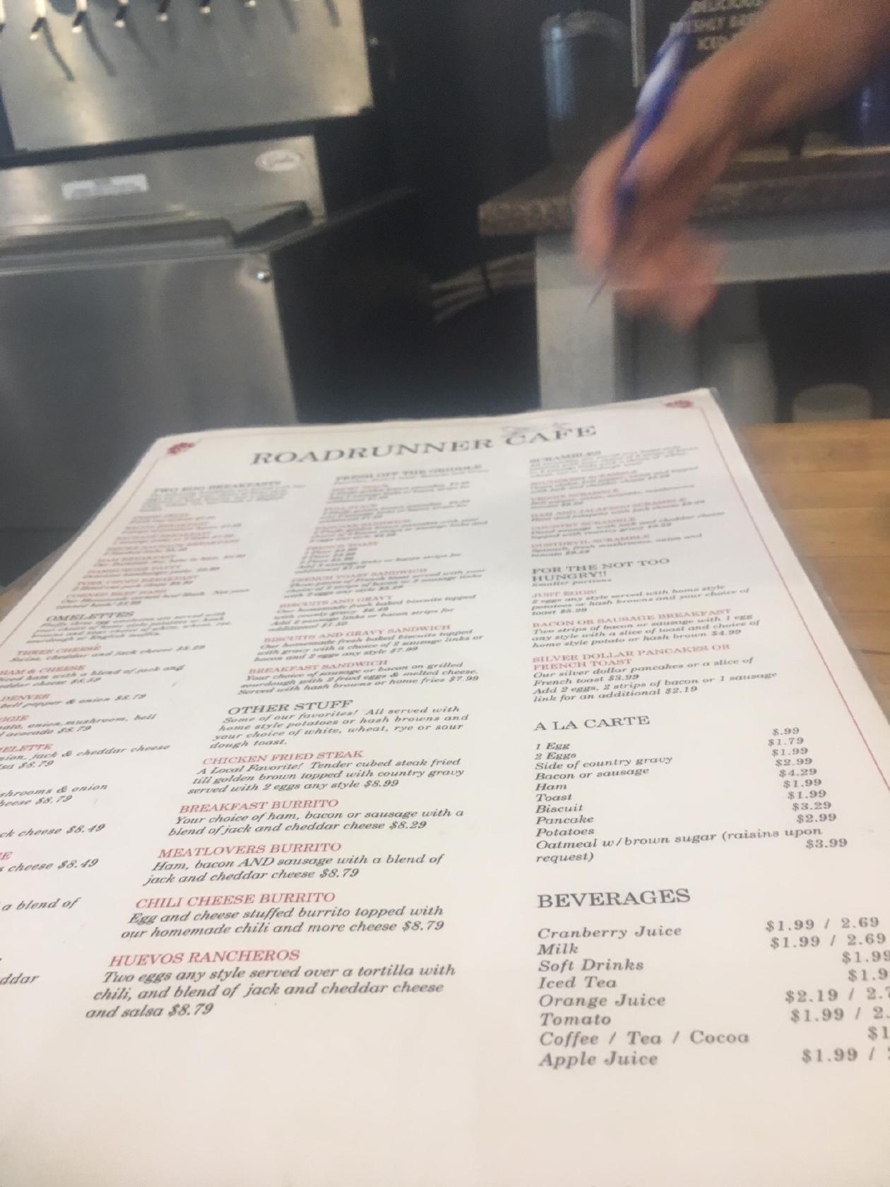 Carta de Roadrunner Cafe, Dayton