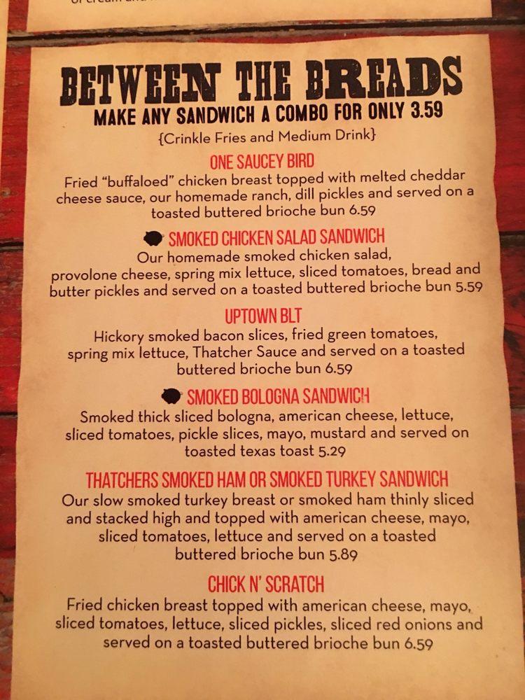 Menu at Thatcher's Barbecue & Grill, Ringgold