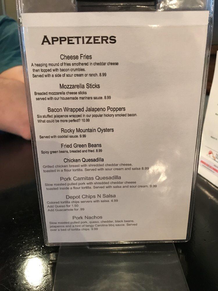 Menu at The Depot Restaurant, Douglas