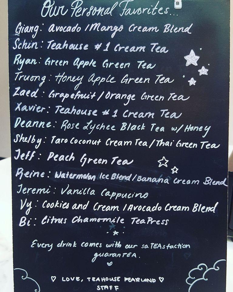 Menu at The Teahouse Tapioca & Tea pub & bar, Pearland