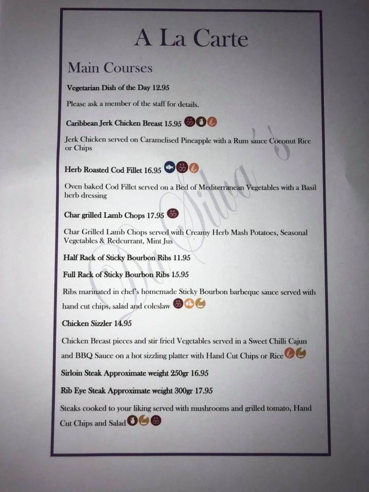 Menu at Da Silva's Restaurant Quesada, Quesada