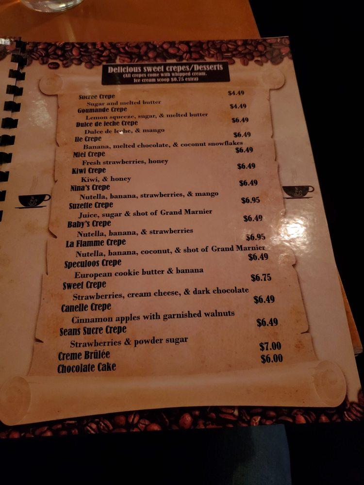 Menu at Nina's Cafe & BAR, Bell