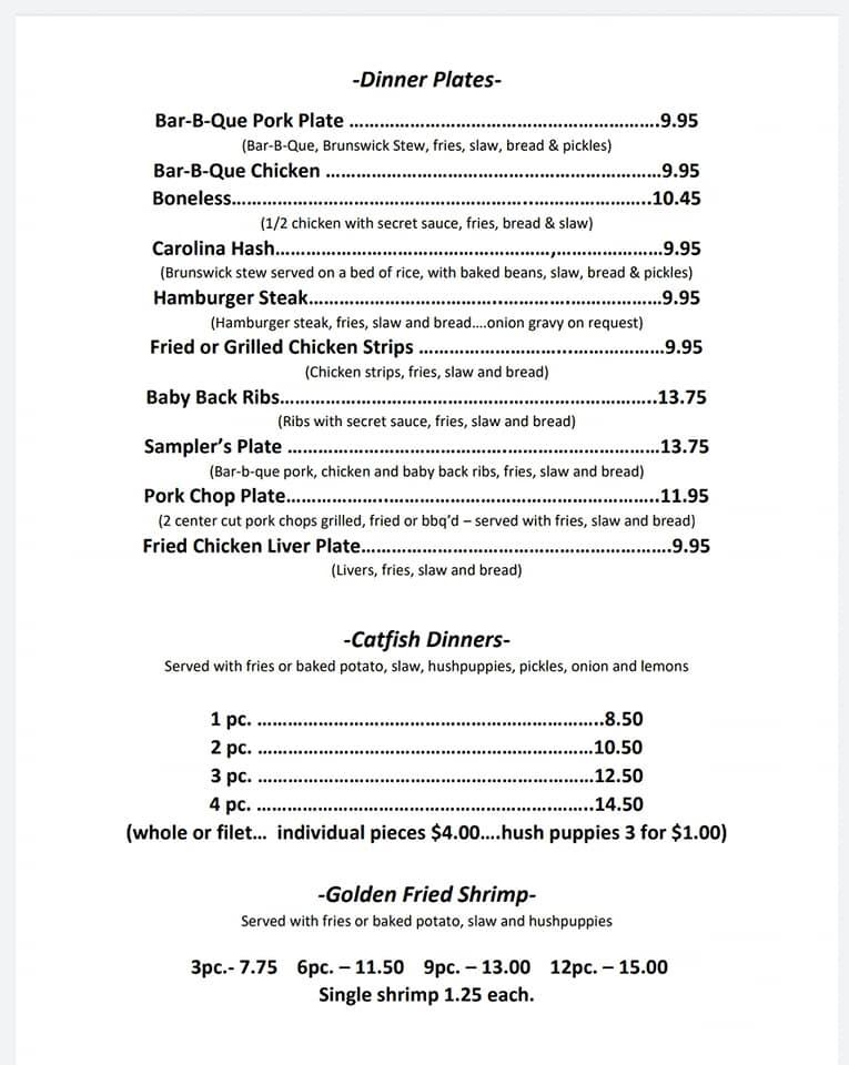 Menu at Rogers Pit-Cooked Bar-B-Que, West Point