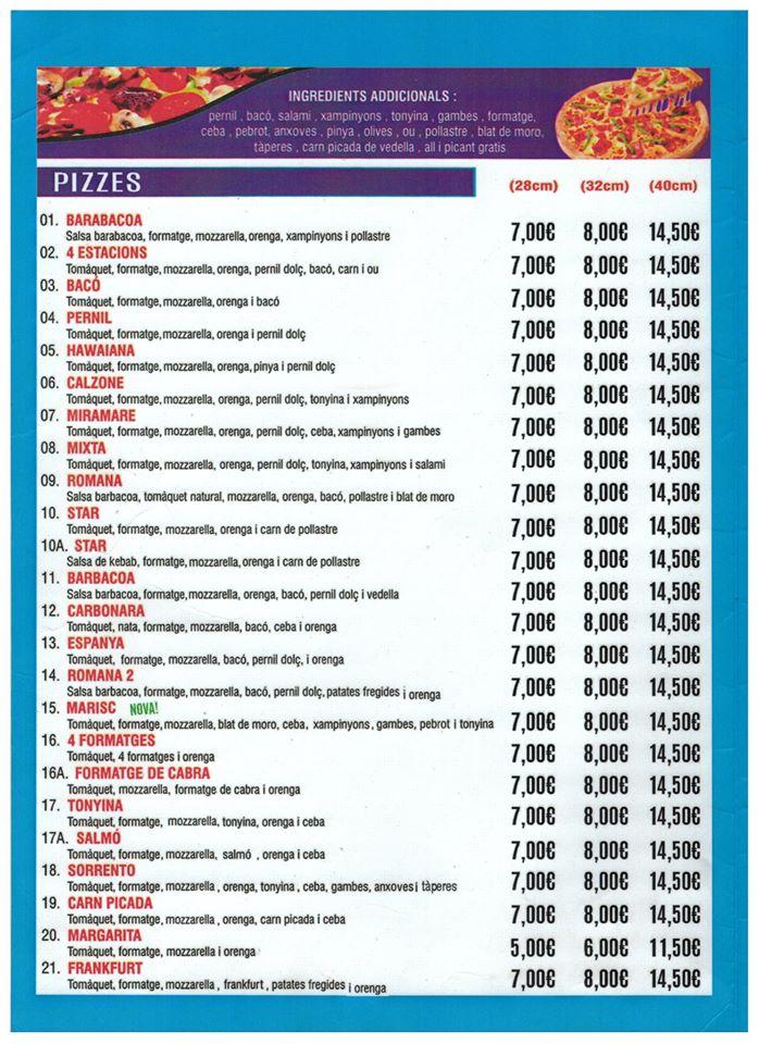 Menu at Star Pizza pub & bar, Olot