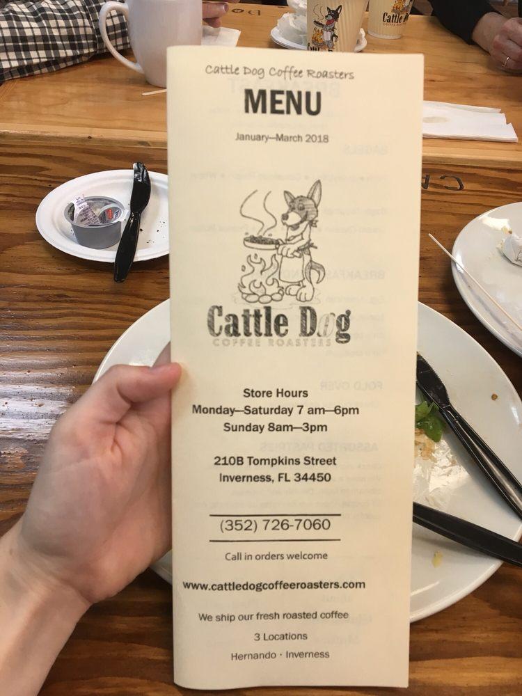 Menu at Cattle Dog Coffee Roasters cafe, Inverness, 210B Tompkins St