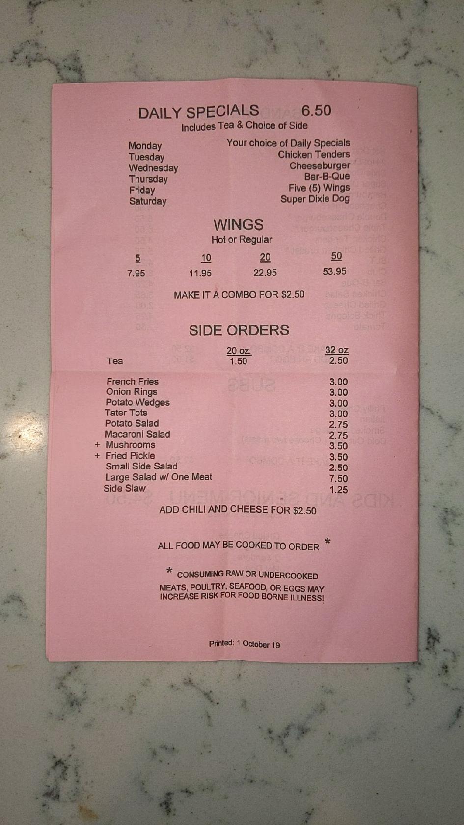 Menu at Dixie Grill & Grocery restaurant, Charlotte