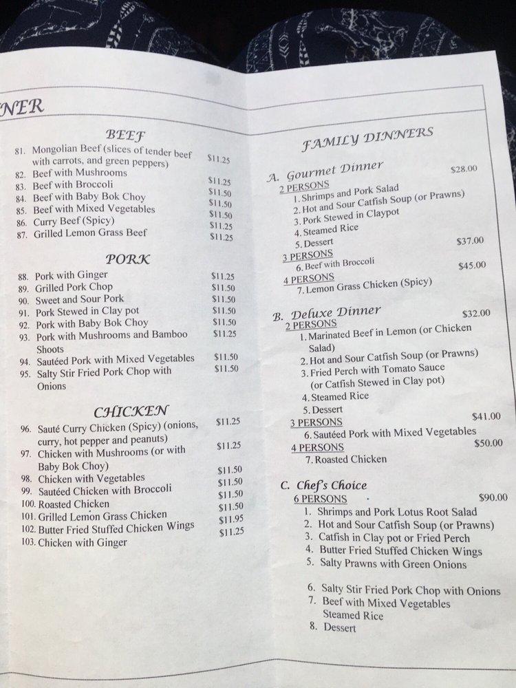 Menu at Kim Huong Vietnamese Restaurant, Salem