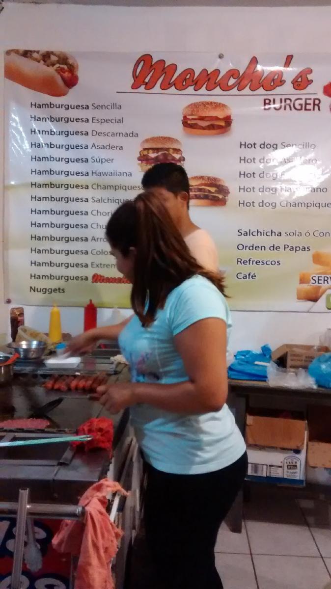 Menu at Monchos's Burger restaurant, Tepic