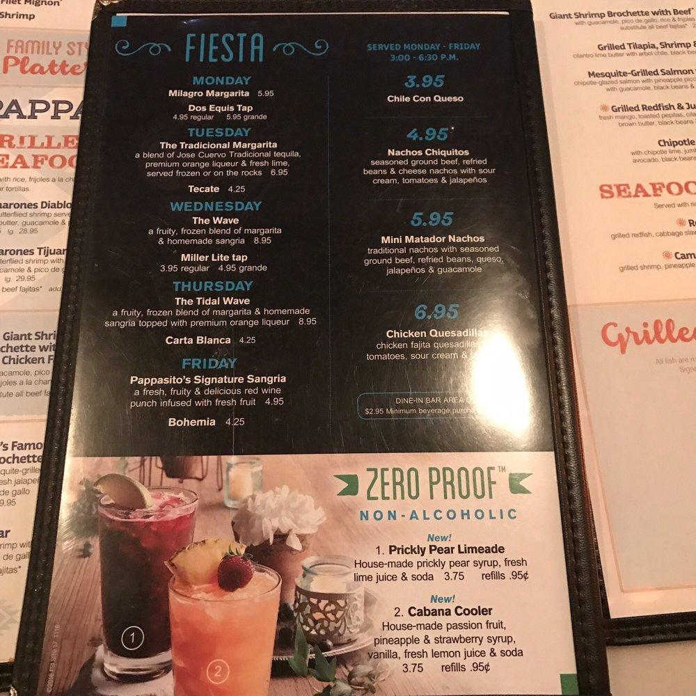 Menu at Pappasito's Cantina restaurant, Marietta, Windy Hill Rd SE