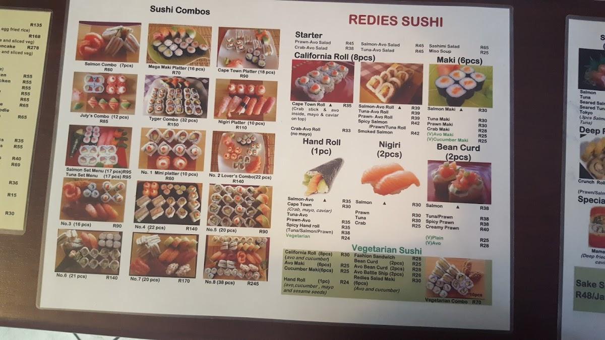 Menu at Redies Chinese Restaurant & Sushi Bar, Cape Town