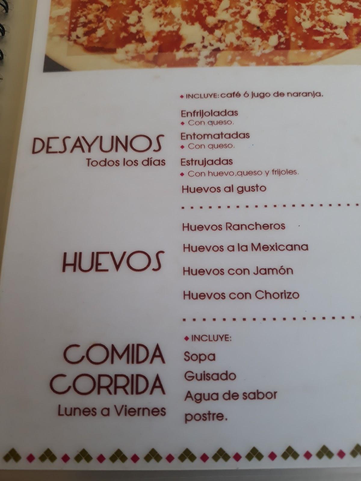 Menu at Restaurante la Cabaña Huasteca, San Luis Potosi