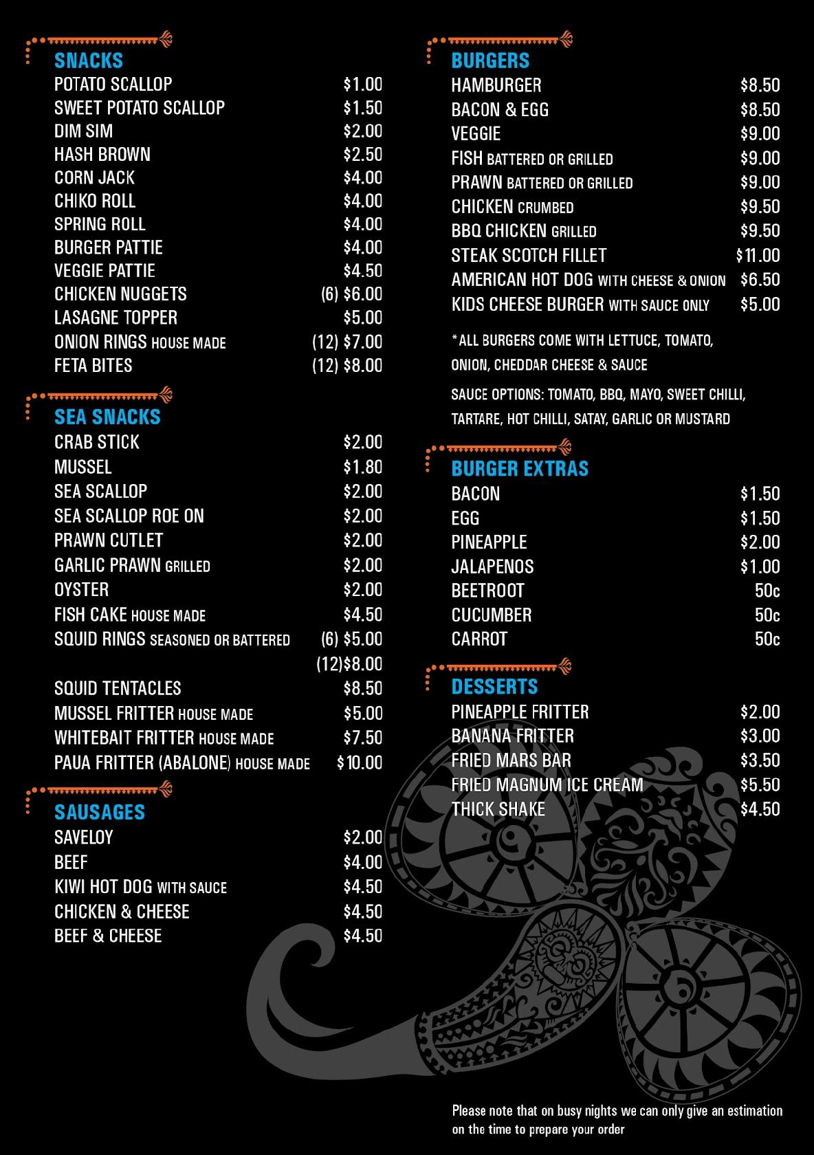Menu at The Flying Fish fast food, Alexander Heights