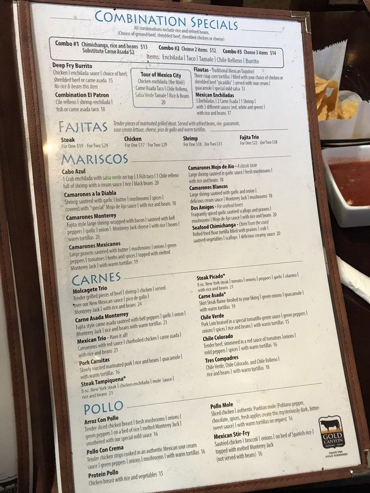 Menu at Azul Agave restaurant, Lake Havasu City
