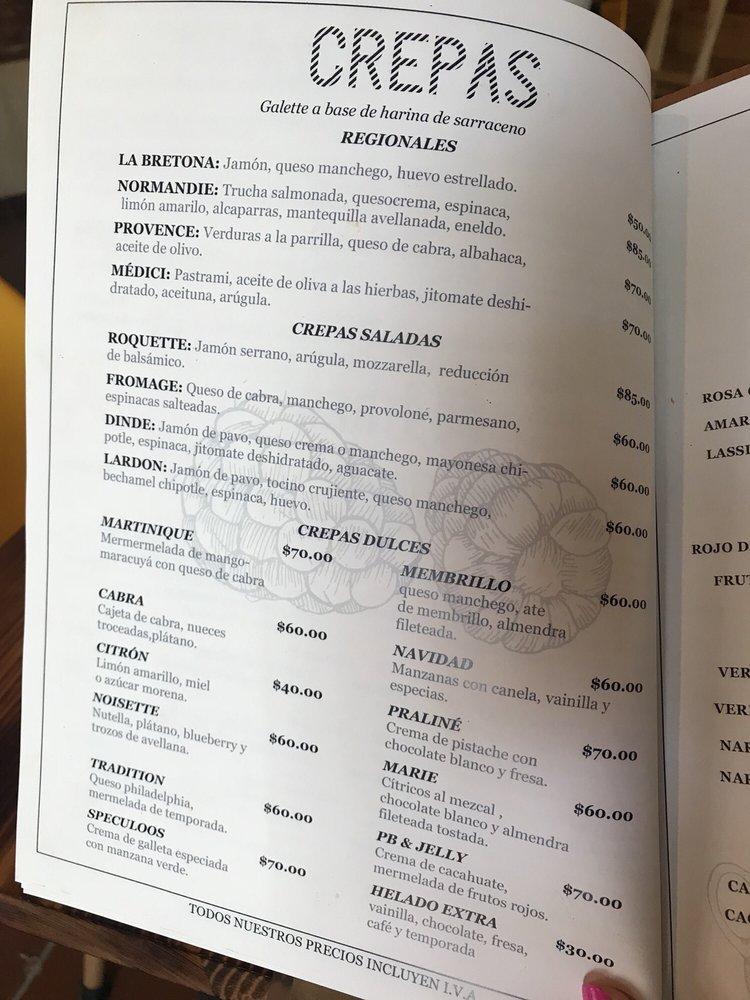 Menu at ORIGO cafe, Morelia, jardin Morelos 121