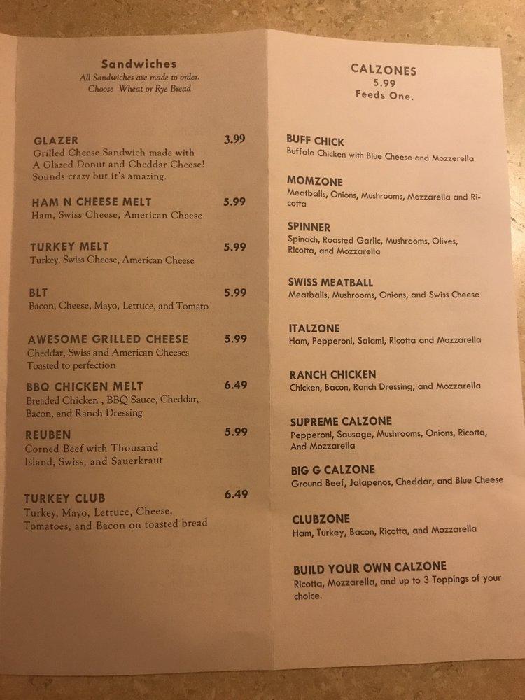 Menu at Taylors’ Pizza House pizzeria, Endwell