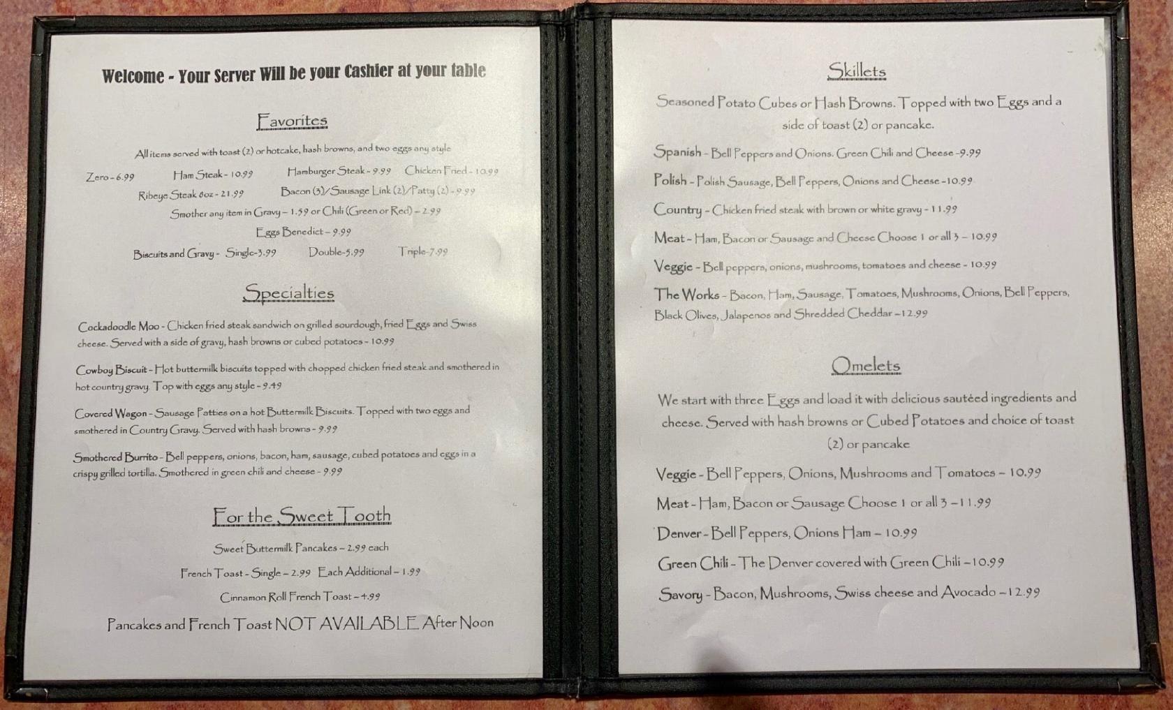 Menu at The Hitching Post restaurant, Green River